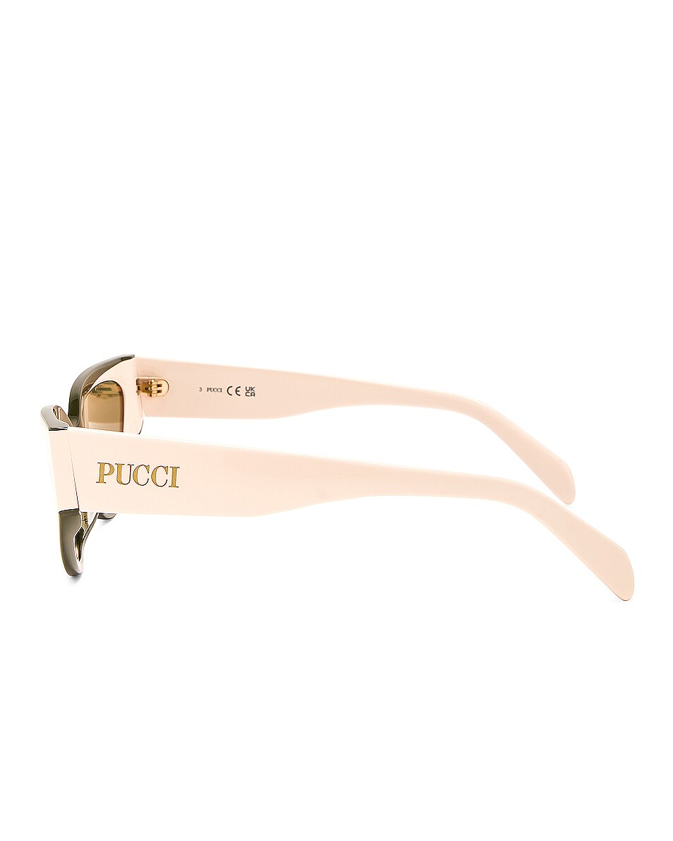 Emilio Pucci Cat Eye Acetate Sunglasses in Military Green, White ...