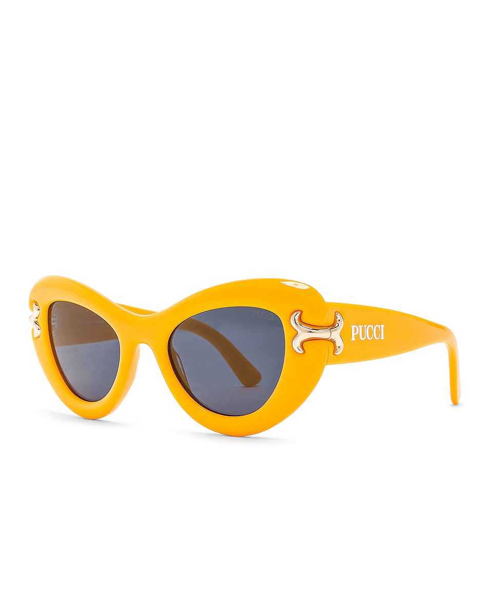 Emilio Pucci Cat Eye Acetate Sunglasses in Yellow | FWRD