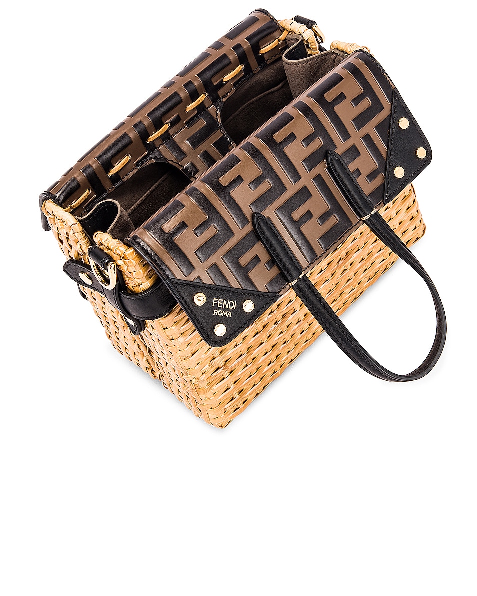 Fendi Mini Flip Crossbody Bag in Black & Natural | FWRD
