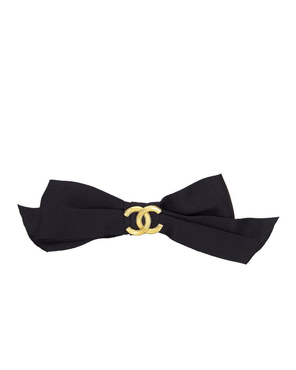 FWRD Renew Chanel Coco Barrette Ribbon Hair Accessory in Black | FWRD