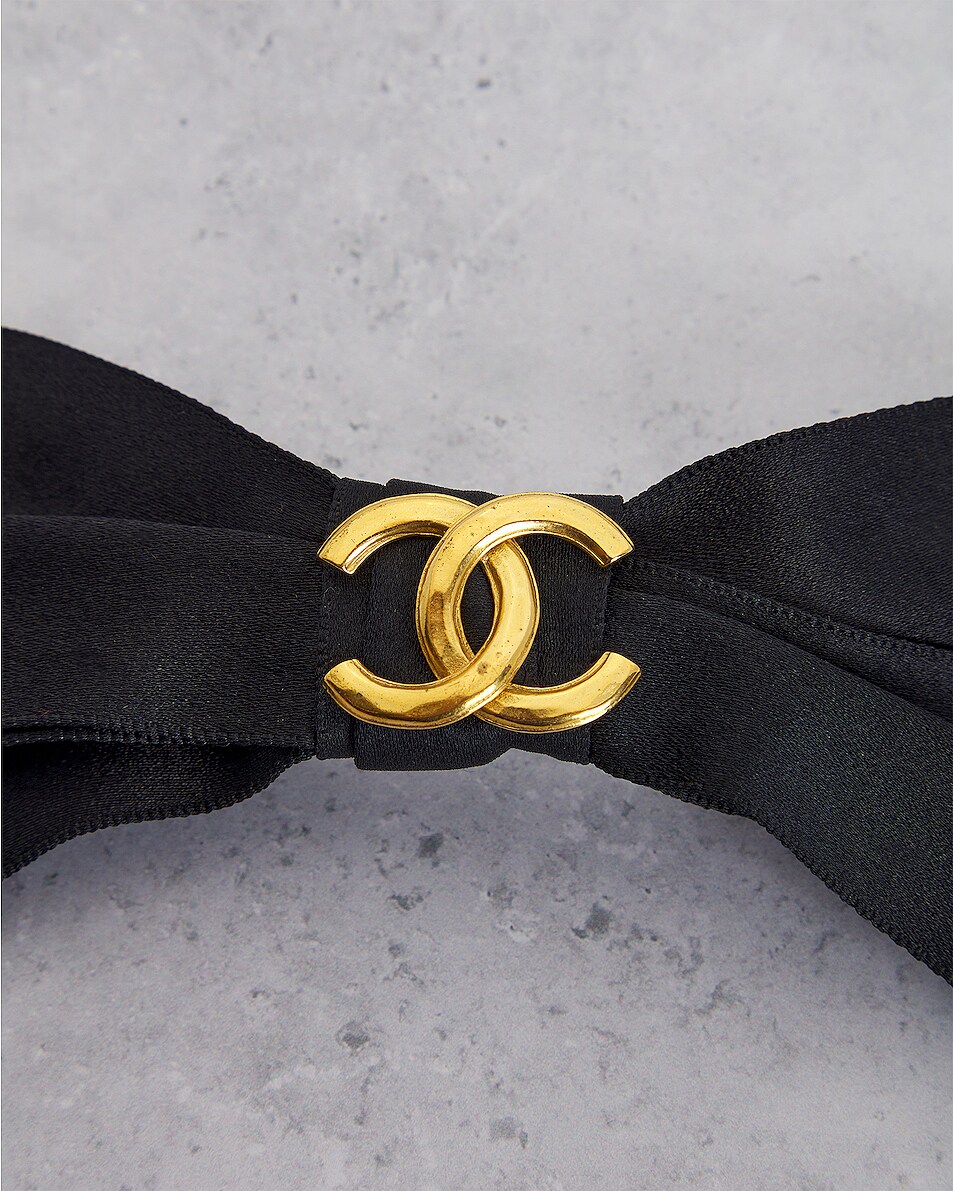 FWRD Renew Chanel Coco Barrette Ribbon Hair Accessory in Black | FWRD