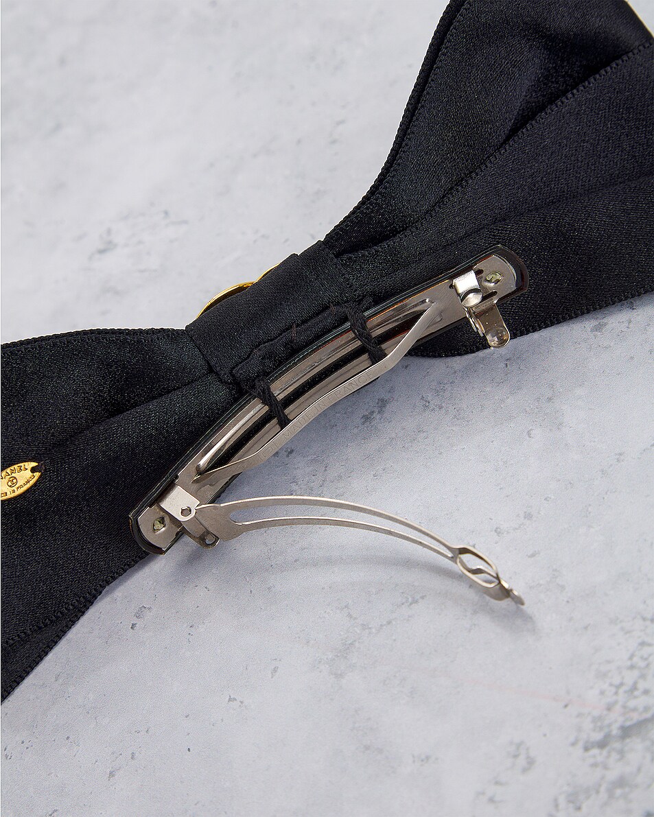 FWRD Renew Chanel Coco Barrette Ribbon Hair Accessory in Black | FWRD
