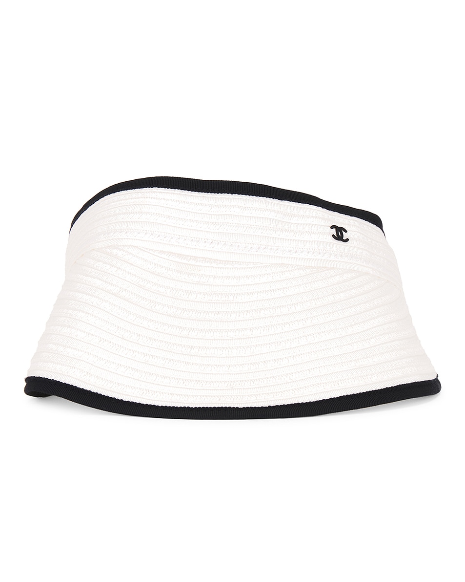 FWRD Renew Chanel Coco Mark Visor Hat in White | FWRD