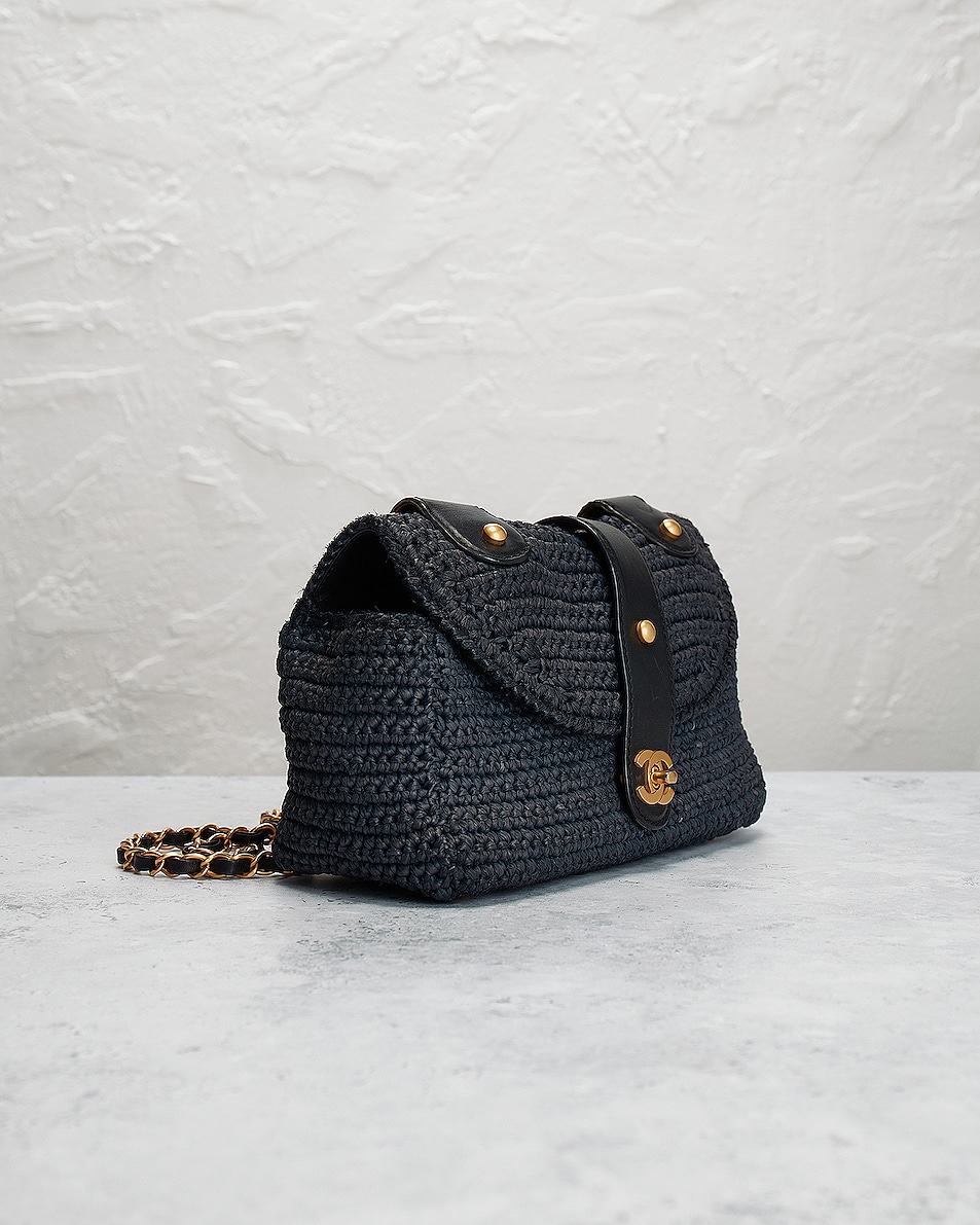 FWRD Renew Chanel Raffia Flap Bag in Blue | FWRD