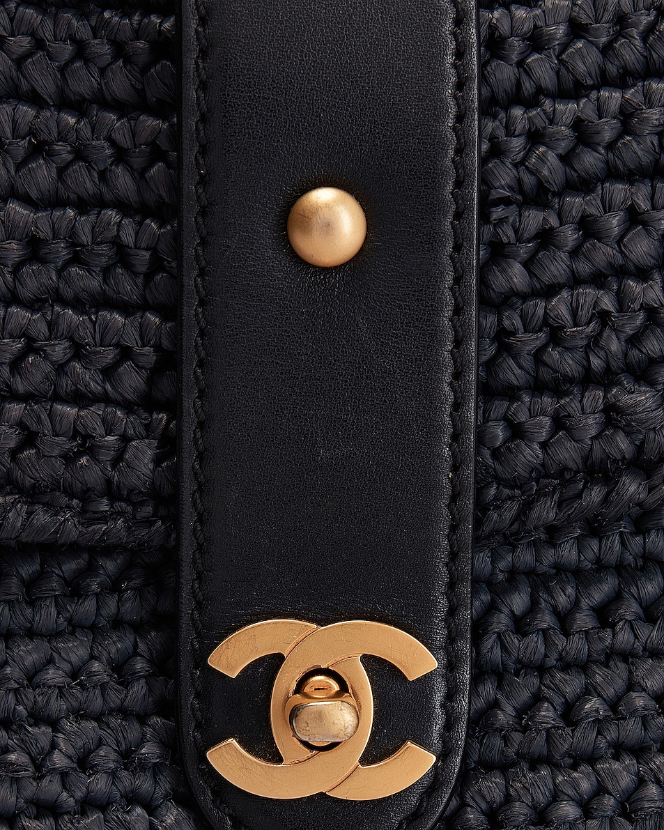 FWRD Renew Chanel Raffia Flap Bag in Blue | FWRD