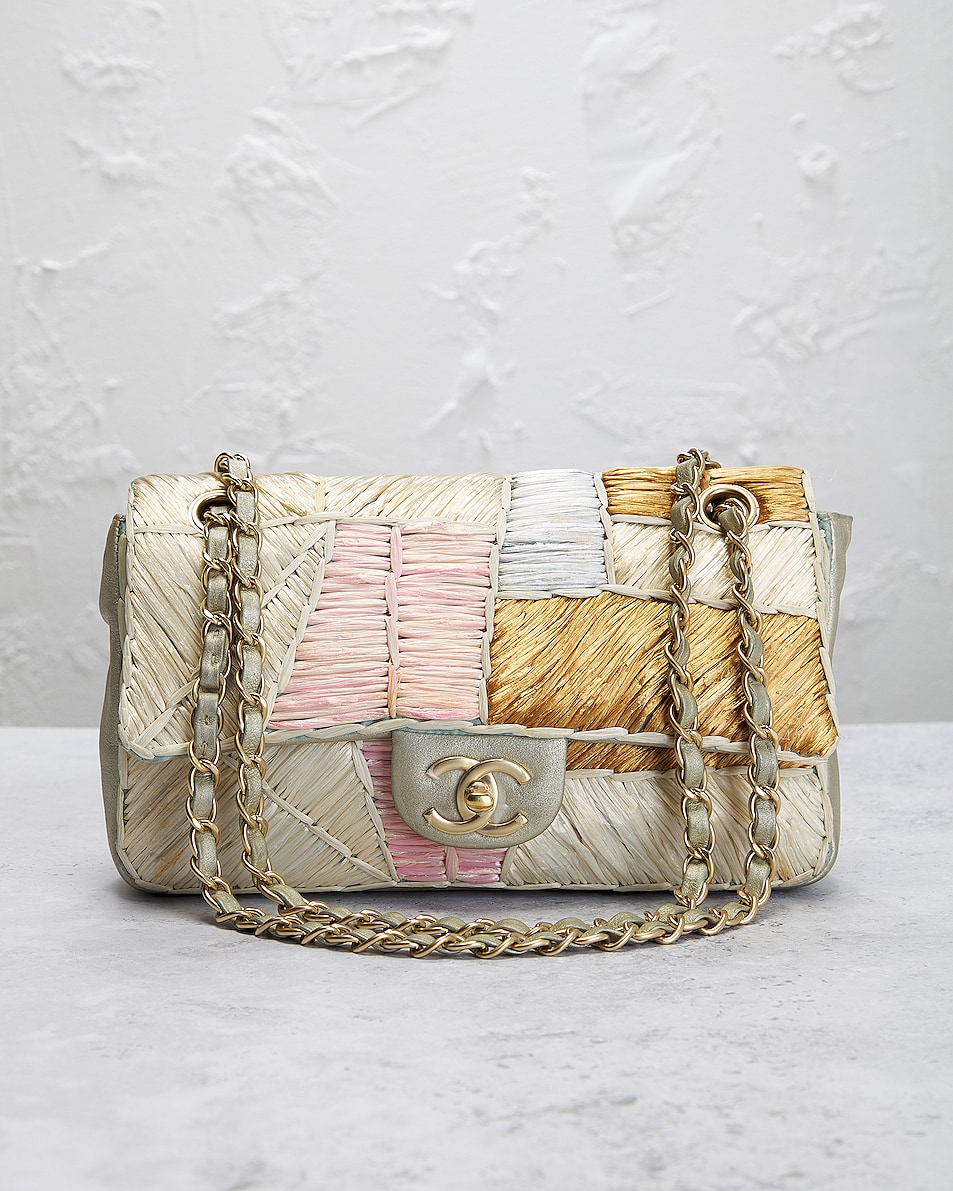 FWRD Renew Chanel Raffia Patchwork Flap Bag in Multi | FWRD
