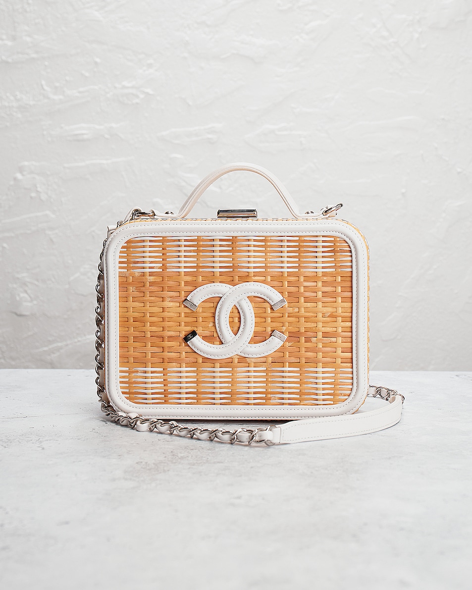 FWRD Renew Chanel Rattan Filigree Vanity Case in White | FWRD