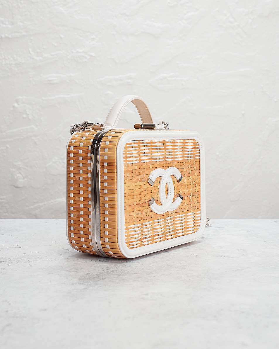 FWRD Renew Chanel Rattan Filigree Vanity Case in White | FWRD