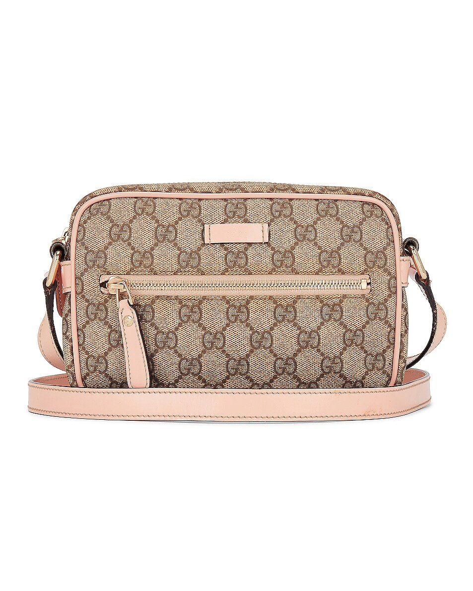 FWRD Renew Gucci GG Supreme Canvas Crossbody Bag in Beige | FWRD