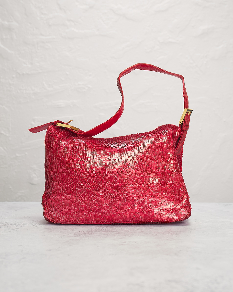 FWRD Renew Fendi Vintage Sequin Medium Flap Shoulder Bag in Red in Pink ...