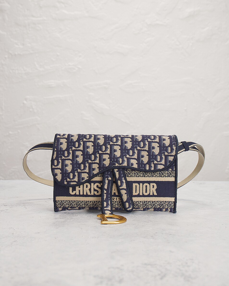 FWRD Renew Dior Oblique Saddle Waist Bag in Navy | FWRD