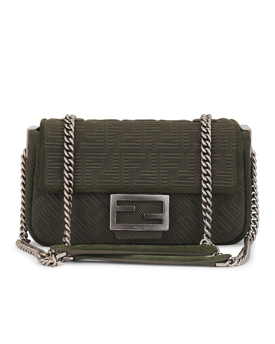 FWRD Renew Fendi Zucca Mama Baguette Chain Shoulder Bag in Army | FWRD