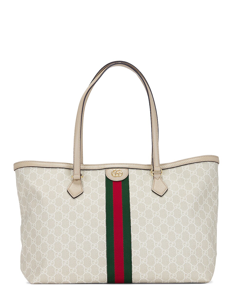 FWRD Renew Gucci GG Supreme Ophidia Tote Bag in Beige | FWRD