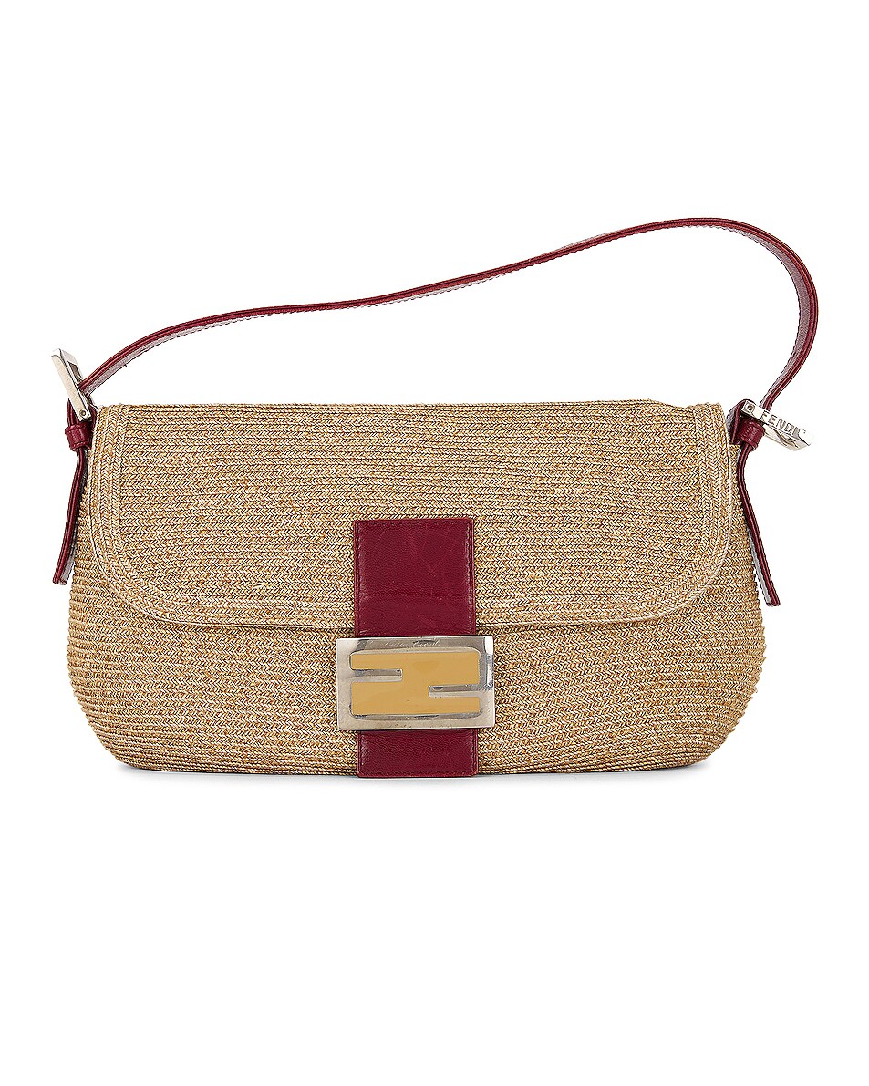 FWRD Renew Fendi Straw Mama Baguette Shoulder Bag in Beige | FWRD