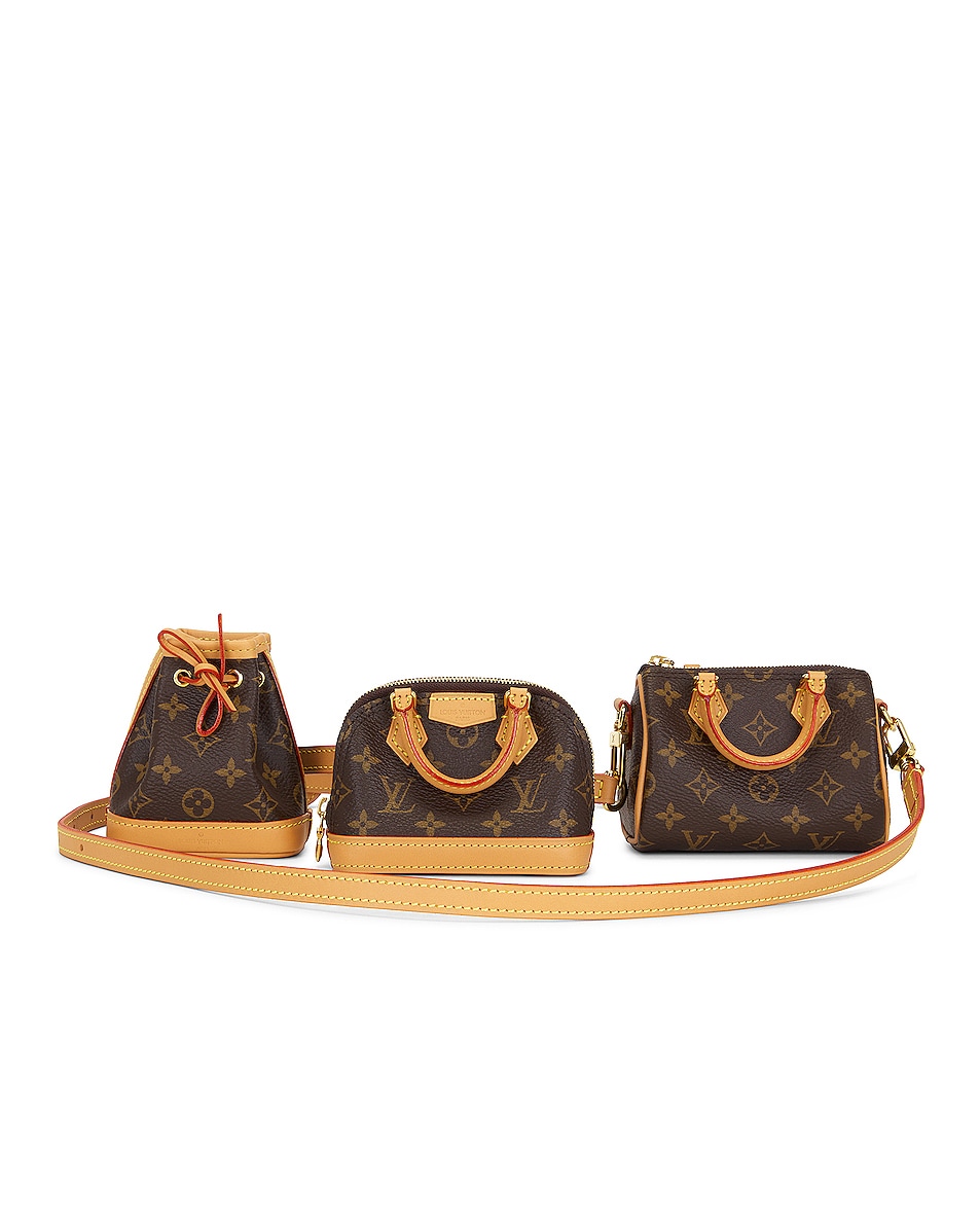 FWRD Renew Louis Vuitton Monogram Trio Mini Icon Shoulder Bag in Brown ...
