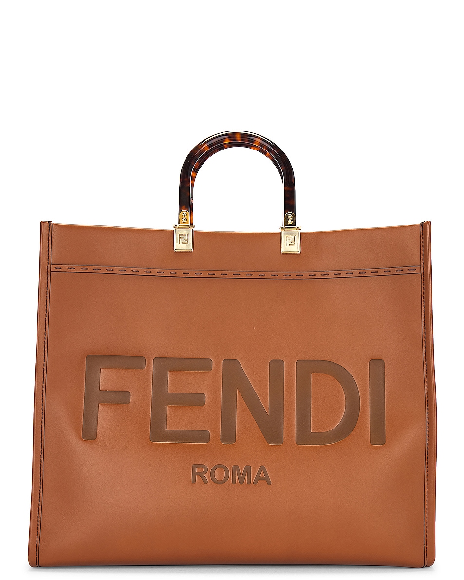 FWRD Renew Fendi Large Sunshine Tote Bag in Brown | FWRD
