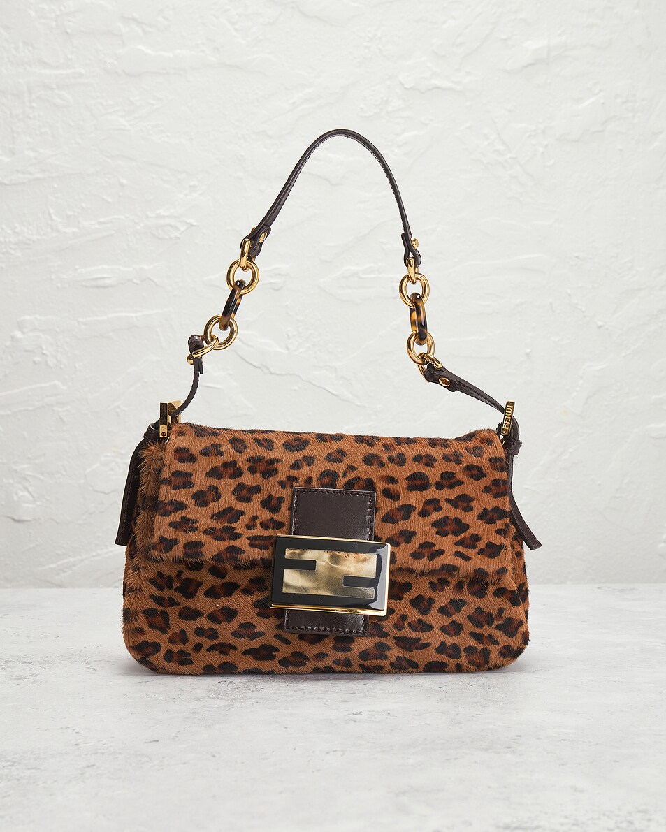 FWRD Renew Fendi Leopard Mama Baguette Shoulder Bag in Brown | FWRD