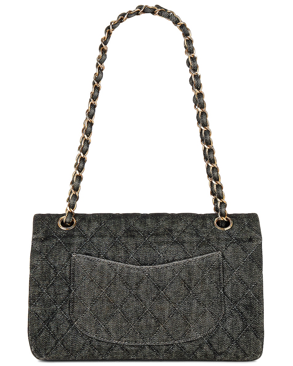 FWRD Renew Chanel Rare Denim Classic Medium Double Flap Bag in Black | FWRD