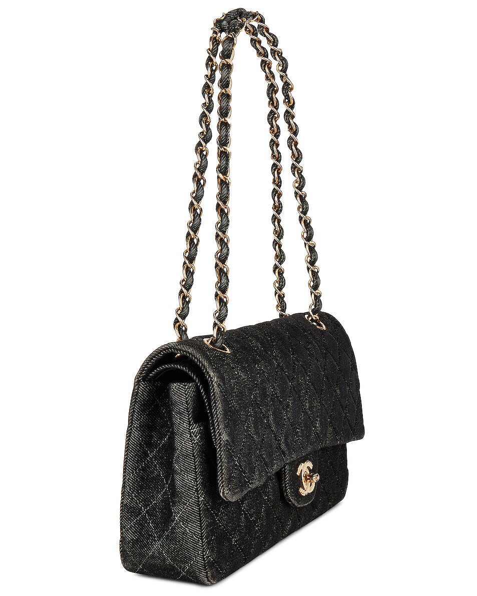 FWRD Renew Chanel Rare Denim Classic Medium Double Flap Bag in Black | FWRD