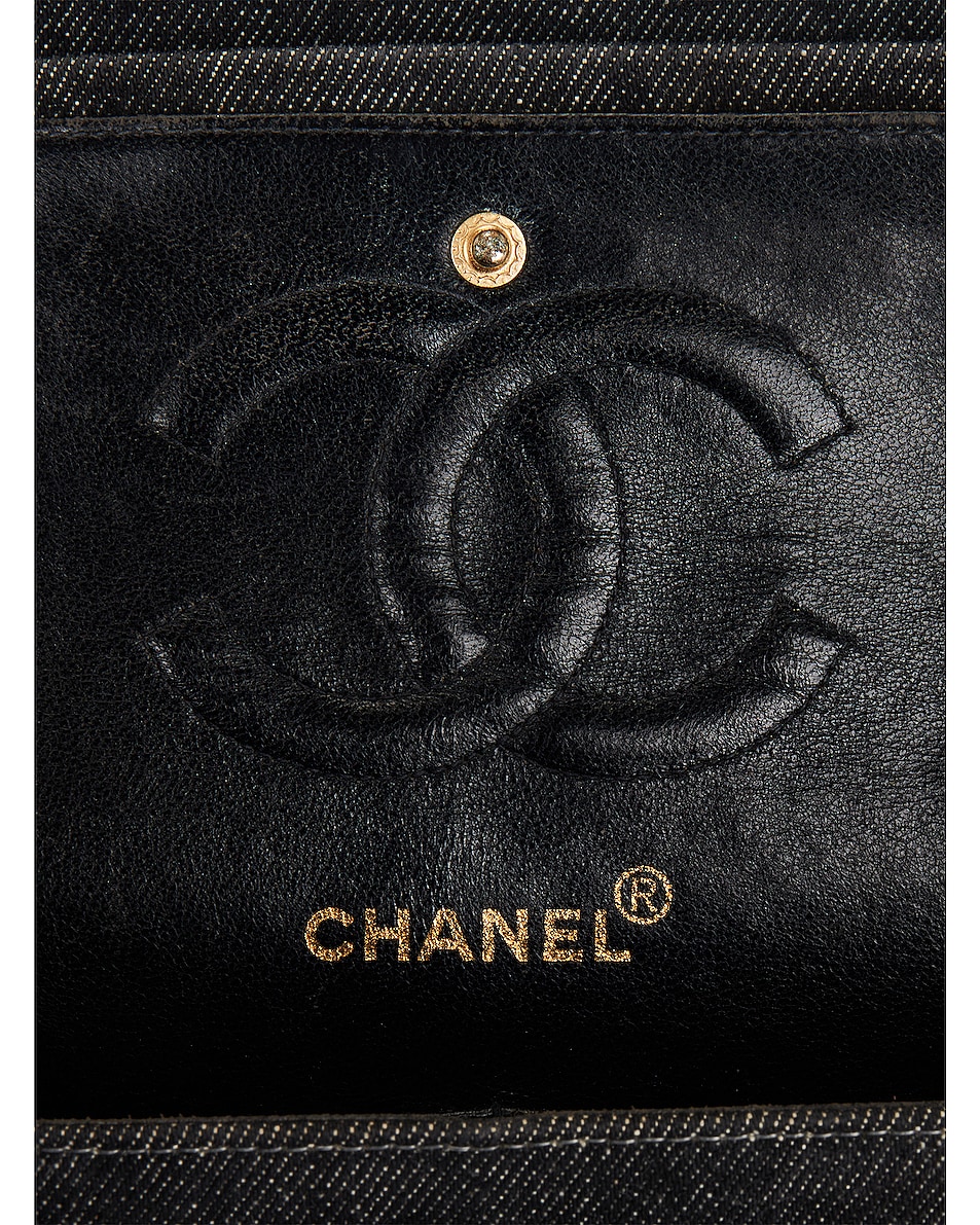 FWRD Renew Chanel Rare Denim Classic Medium Double Flap Bag in Black | FWRD