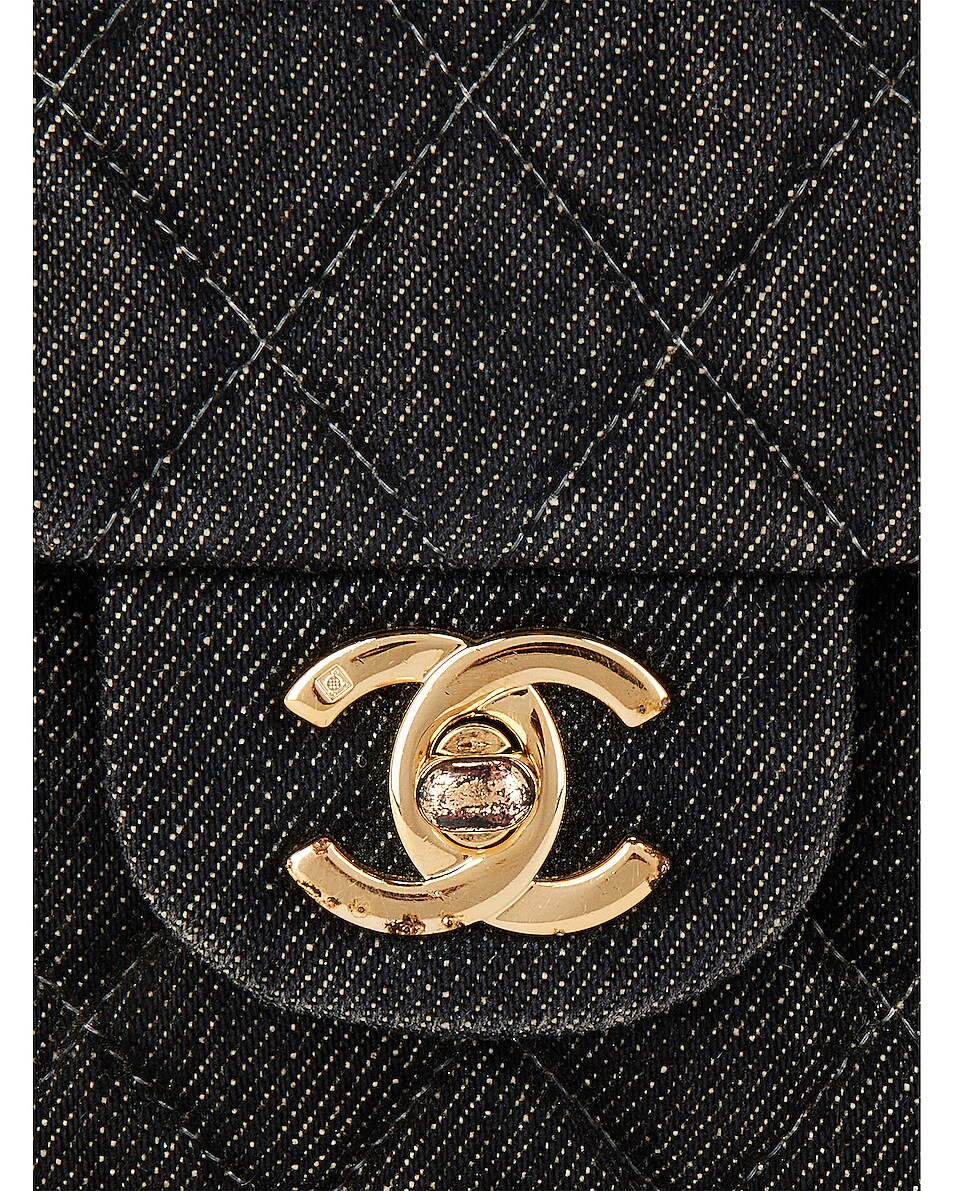 FWRD Renew Chanel Rare Denim Classic Medium Double Flap Bag in Black | FWRD