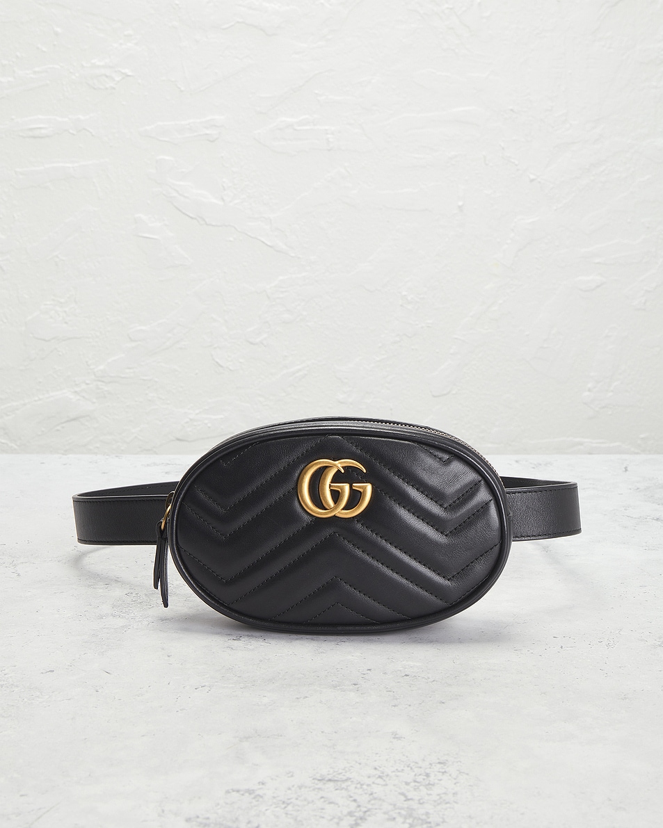 FWRD Renew Gucci GG Marmont Belt Bag in Black | FWRD