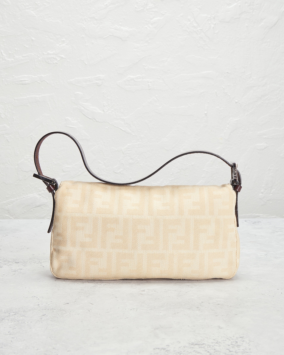 FWRD Renew Fendi Zucca Baguette Shoulder Bag in Ivory | FWRD