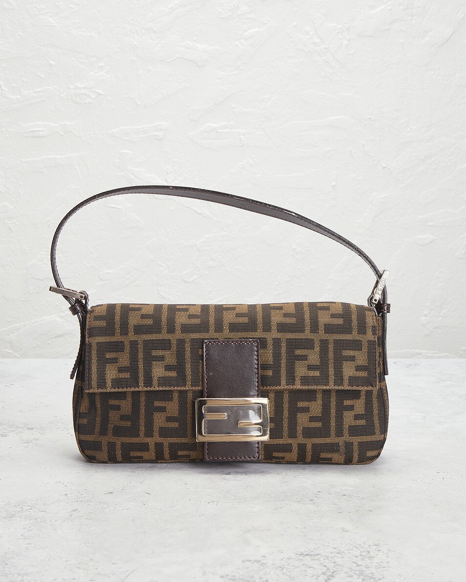 FWRD Renew Fendi Zucca Baguette Shoulder Bag in Brown | FWRD