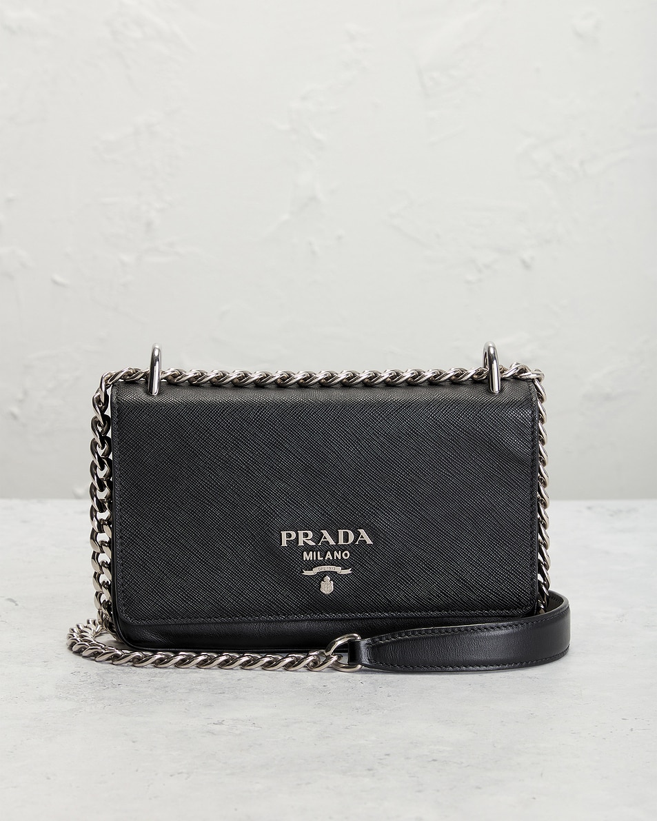 FWRD Renew Prada Saffiano Crossbody Bag in Black | FWRD