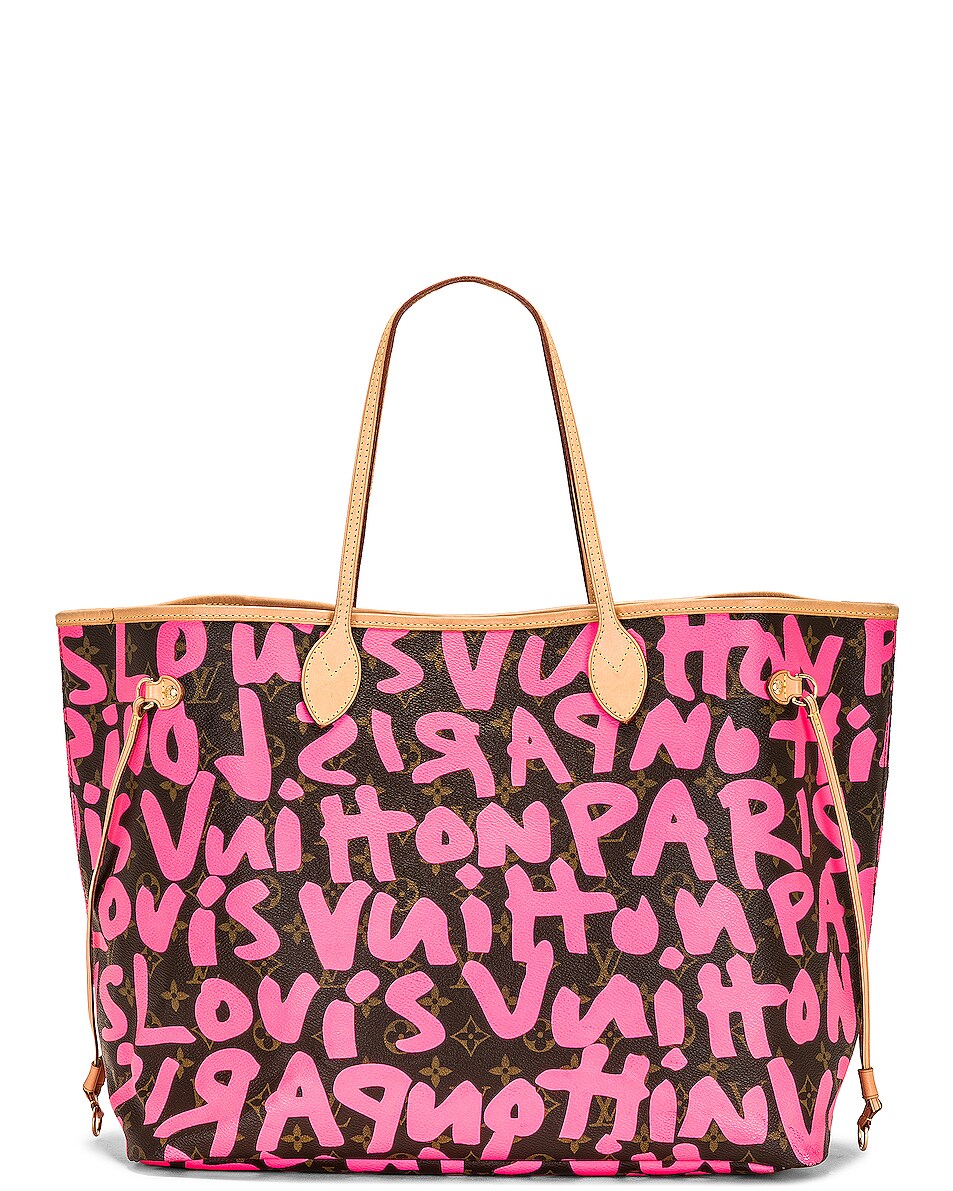 FWRD Renew Louis Vuitton Graffiti Neverfull GM Tote Bag in Brown & Pink ...