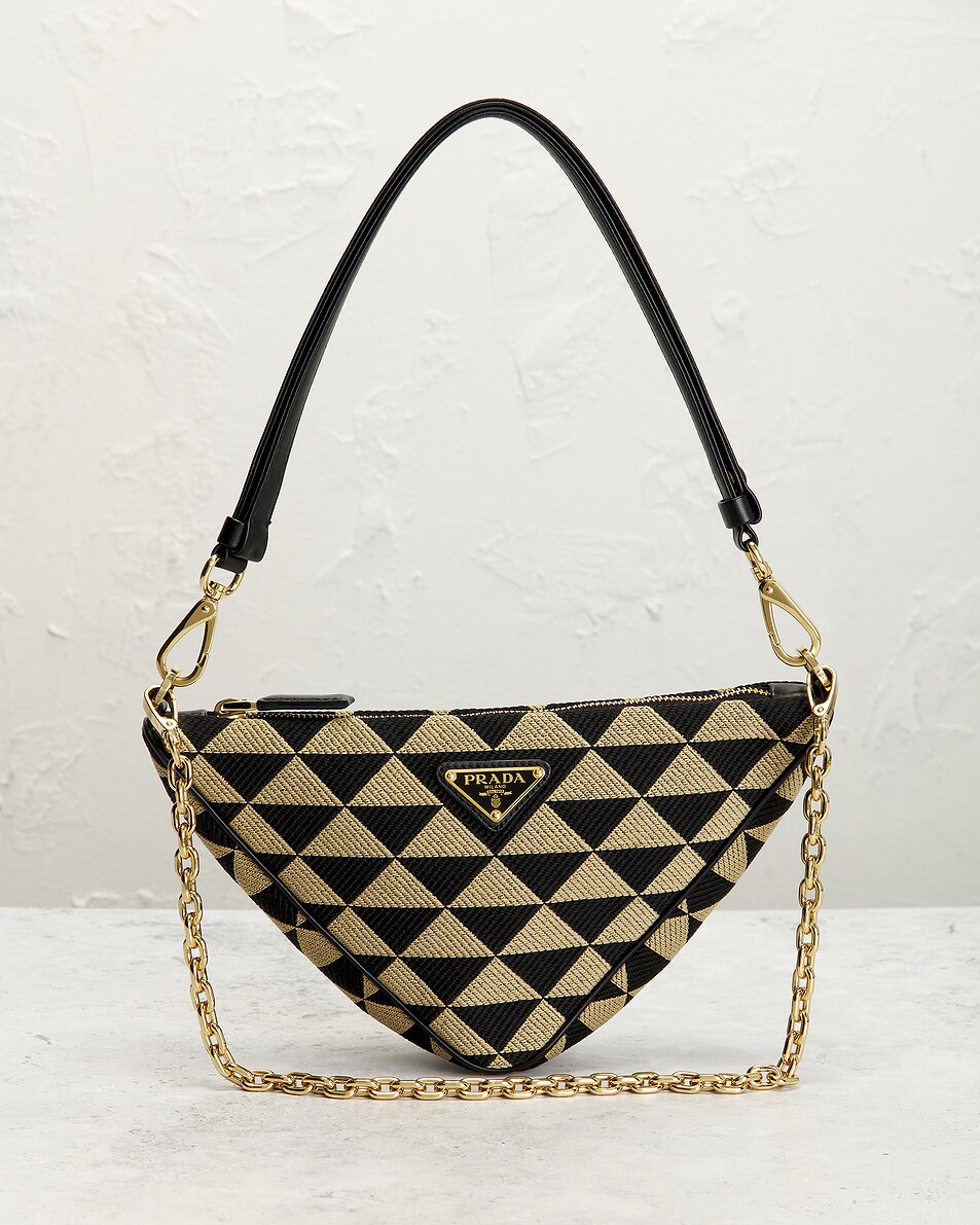 FWRD Renew Prada Triangle Mini Shoulder Bag in Beige | FWRD