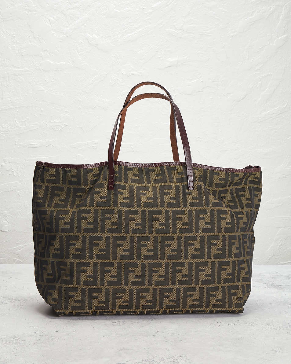 FWRD Renew Fendi Zucca Roll Tote Bag in Brown | FWRD