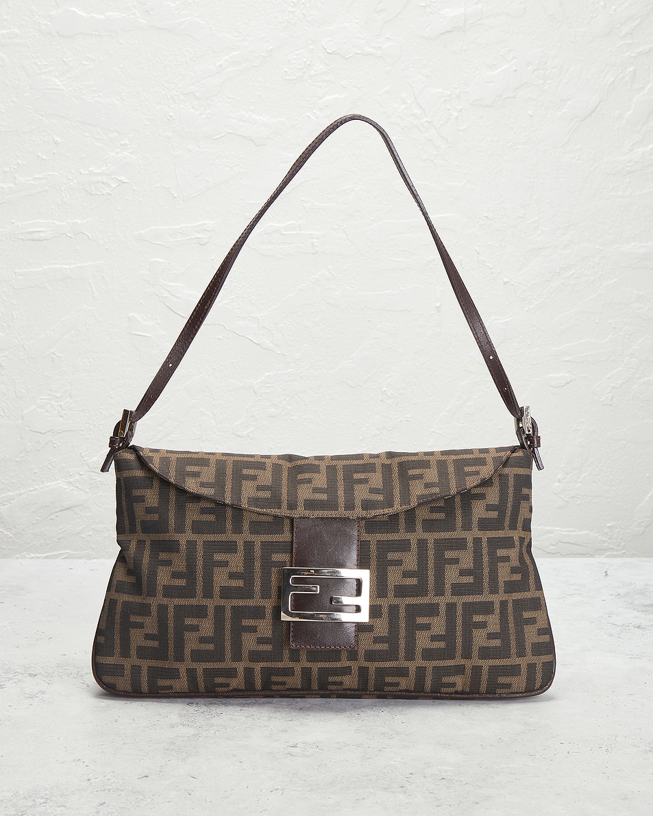 FWRD Renew Fendi Zucca Baguette Shoulder Bag in Tobacco Brown | FWRD