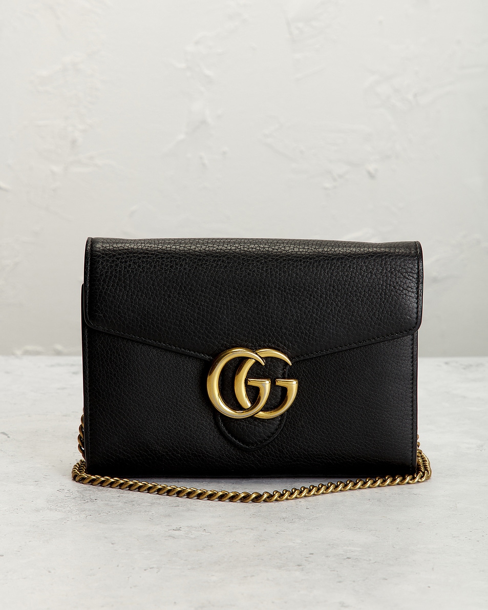 FWRD Renew Gucci GG Marmont Wallet On Chain in Black | FWRD