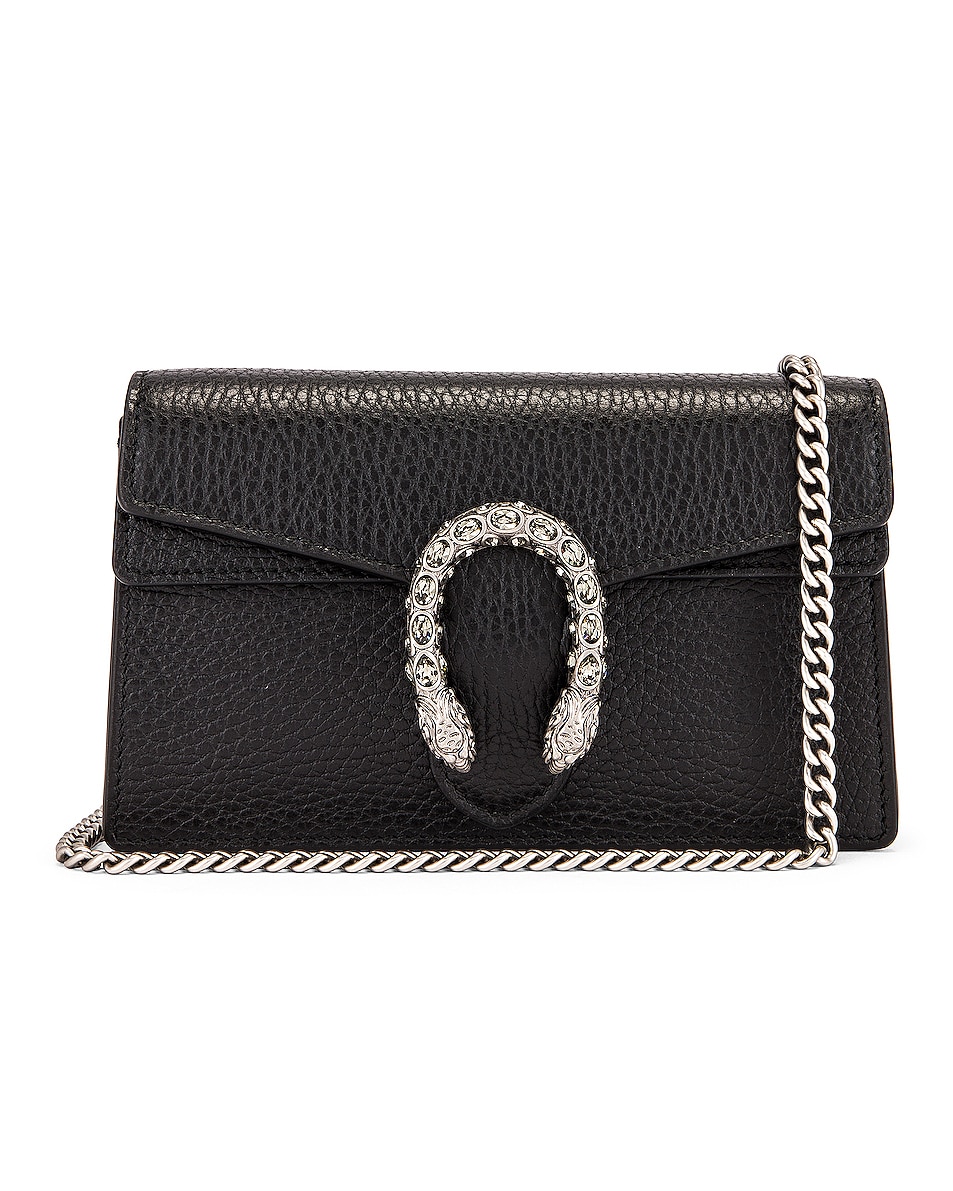 Gucci Super Mini Chain Bag in Black & Black Diamond | FWRD