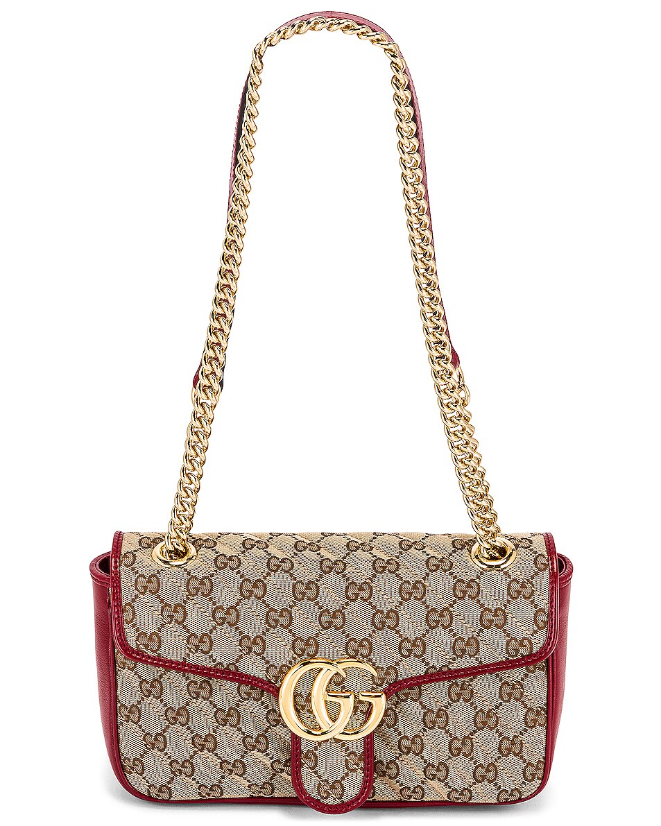 Gucci Shoulder Bag in Beige Ebony & New Cherry Red | FWRD