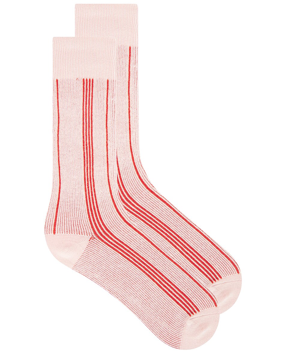 Guest In Residence Vertical Stripe Socks in Powder Pink, Cream ...