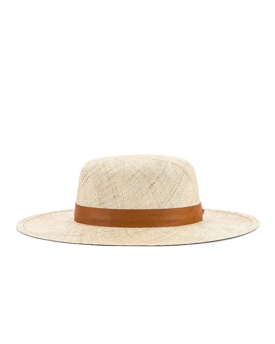 Janessa Leone Kerry Boater Hat in Straw in Natural | FWRD