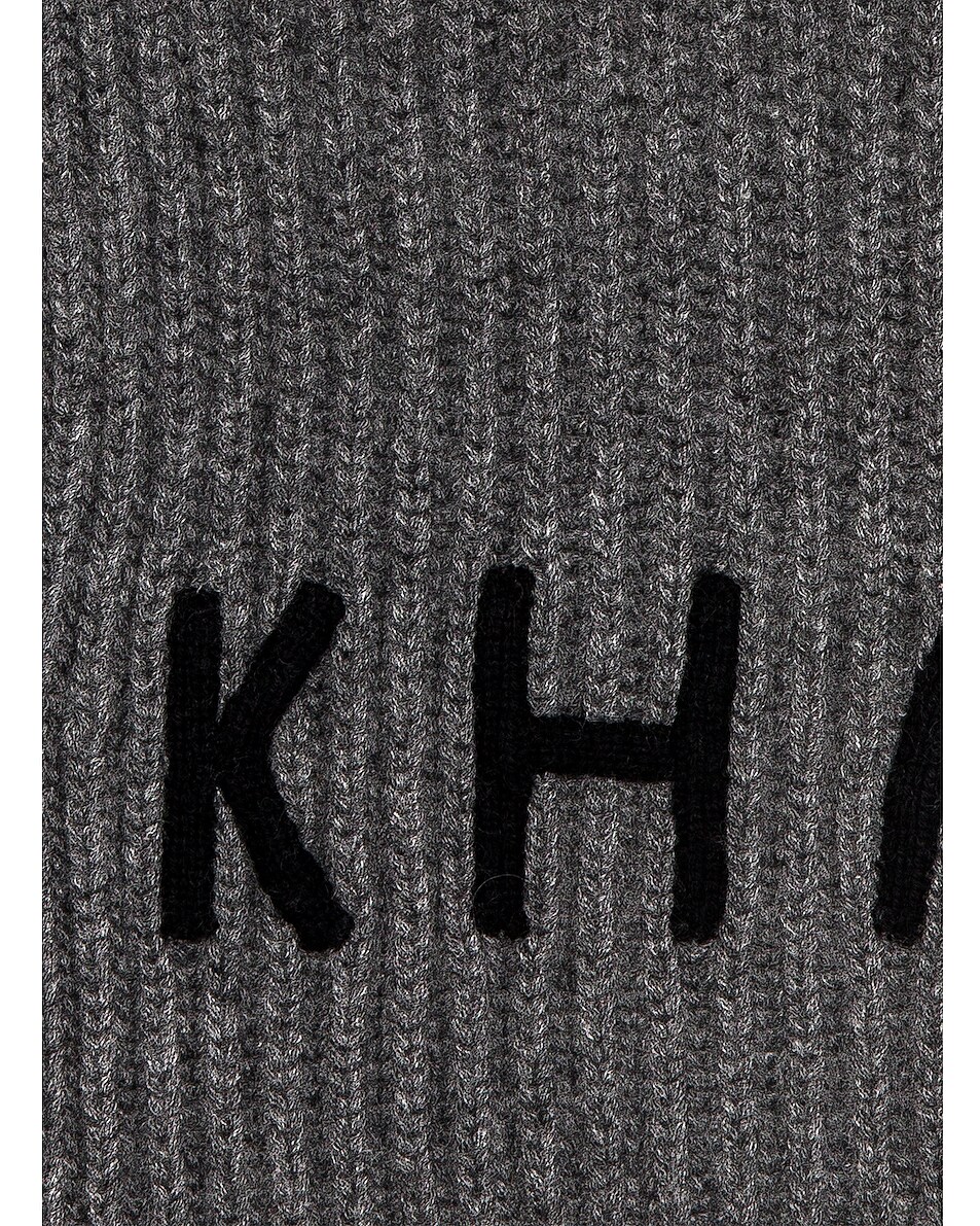 KHAITE Logo Fisherman Rib Scarf in Charcoal & Black | FWRD