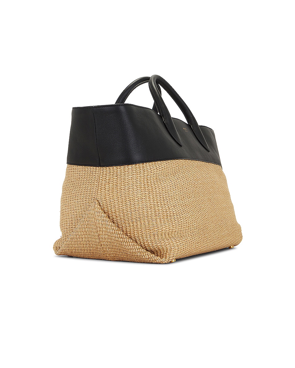 KHAITE Amelia Envelope Pleat Medium Tote Bag in Black & Natural | FWRD