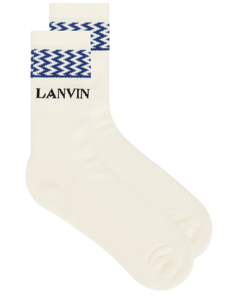 Lanvin Curb Socks in Petrol & Ecru | FWRD