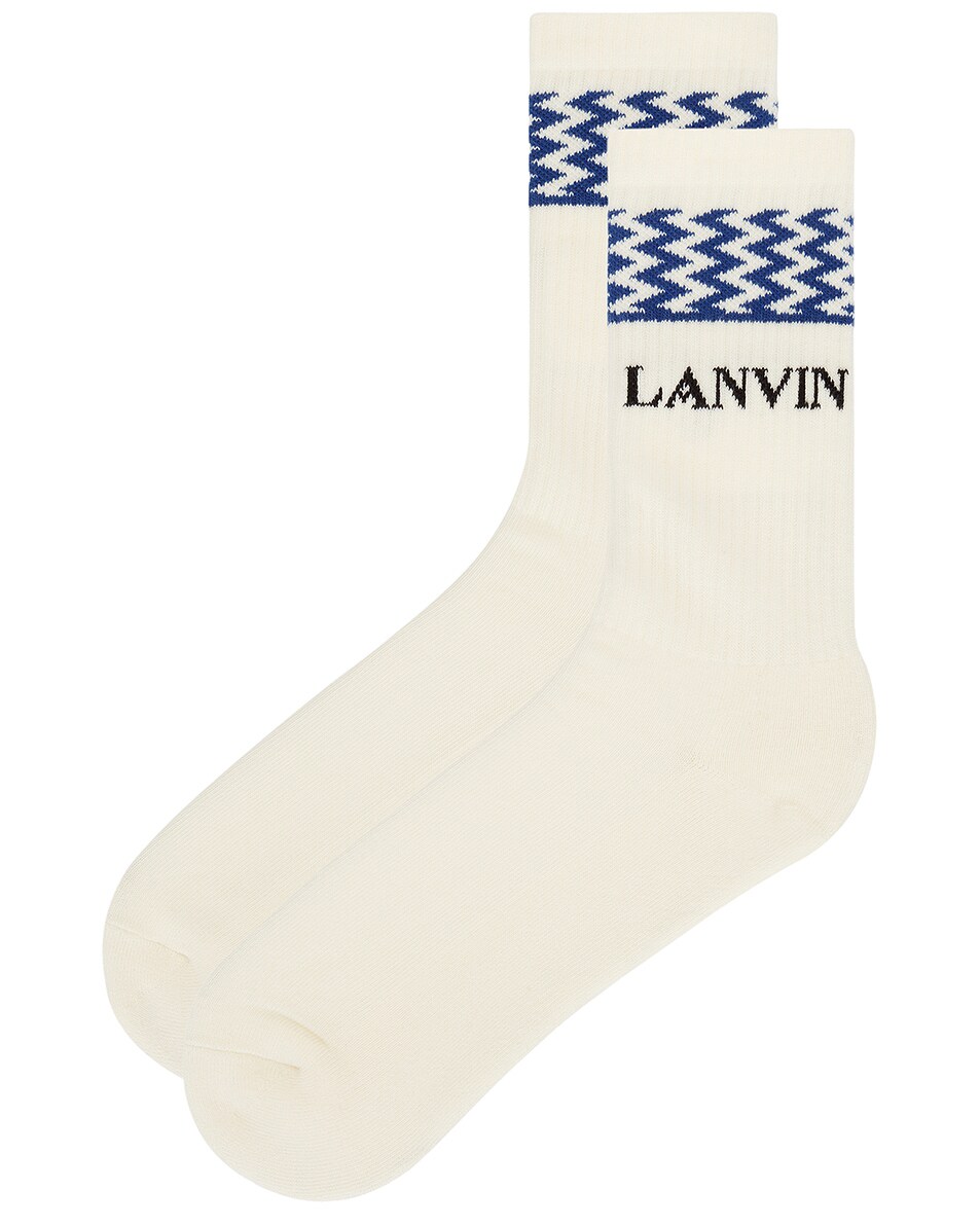 Lanvin Curb Socks in Petrol & Ecru | FWRD