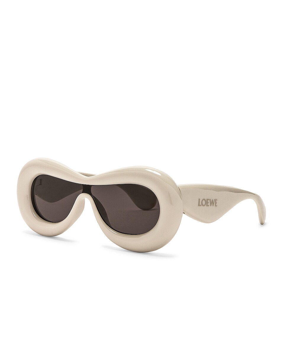 Loewe Inflated Mask Sunglasses in Shiny Grey & Smoke | FWRD