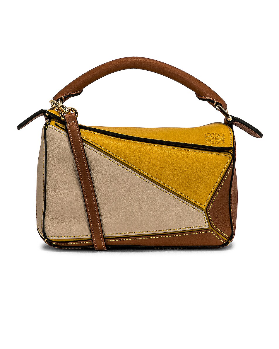 Loewe Puzzle Mini Bag in Mustard & Tan | FWRD