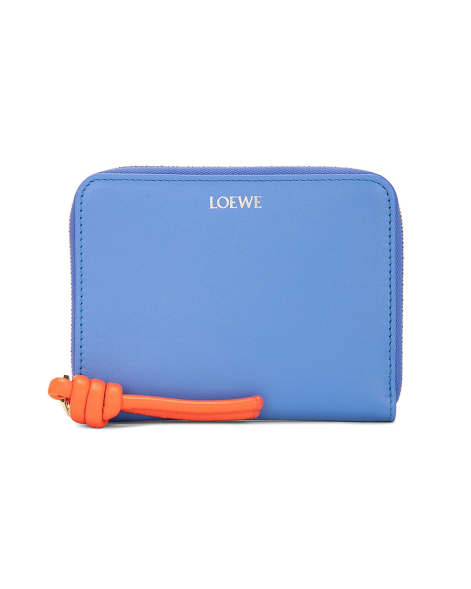 Loewe Knot Compact Zip Around Wallet in Seaside Blue & Vivid Orange | FWRD