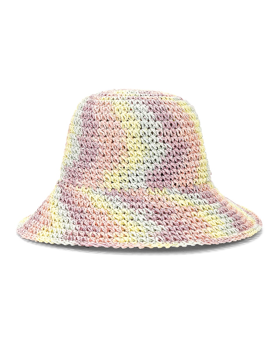 Lele Sadoughi Raffia Rainbow Bucket Hat in Pastel Playa | FWRD