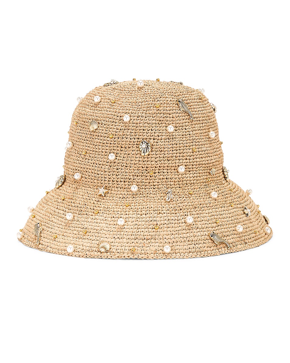 Lele Sadoughi Sea Life Embellished Raffia Hat in Natural | FWRD