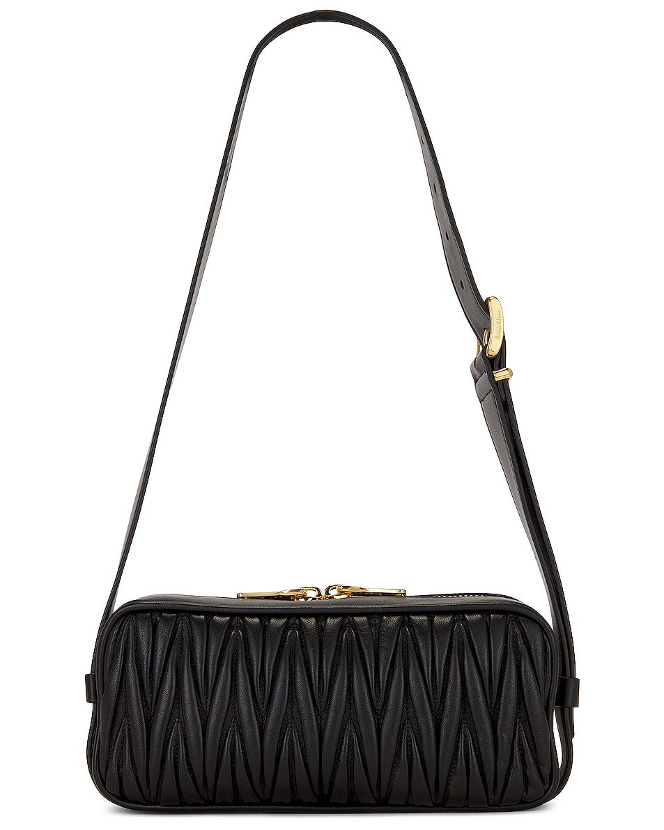 Miu Miu Matelasse Camera Handbag in Black | FWRD