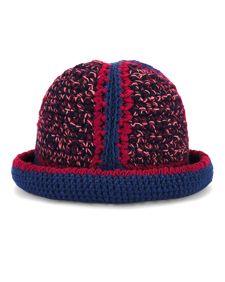 Nicholas Daley Hand Crochet Bucket Hat in Burgundy, Navy, & Sienna | FWRD