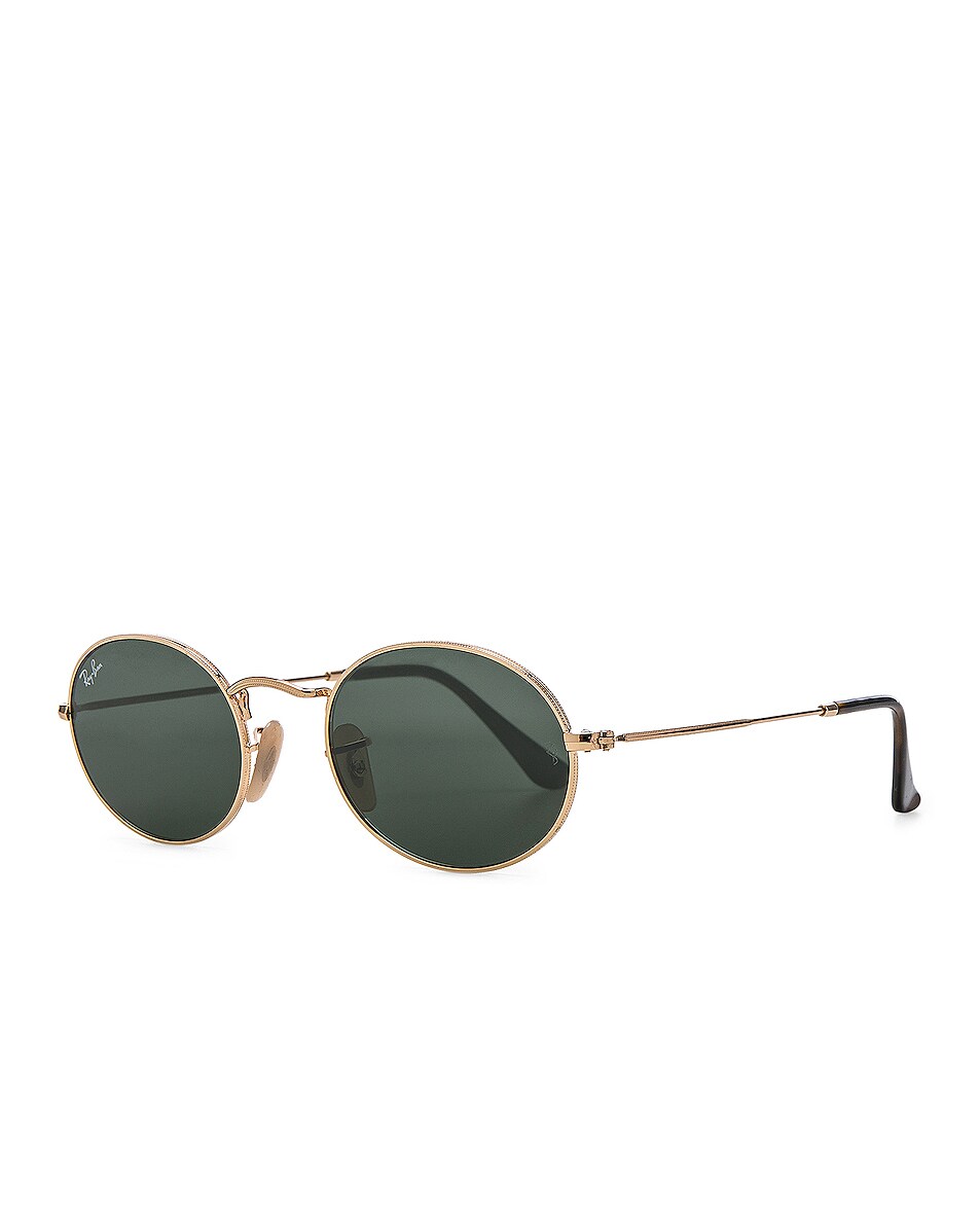 Ray-Ban Oval Flat Sunglasses in Gold & Green | FWRD